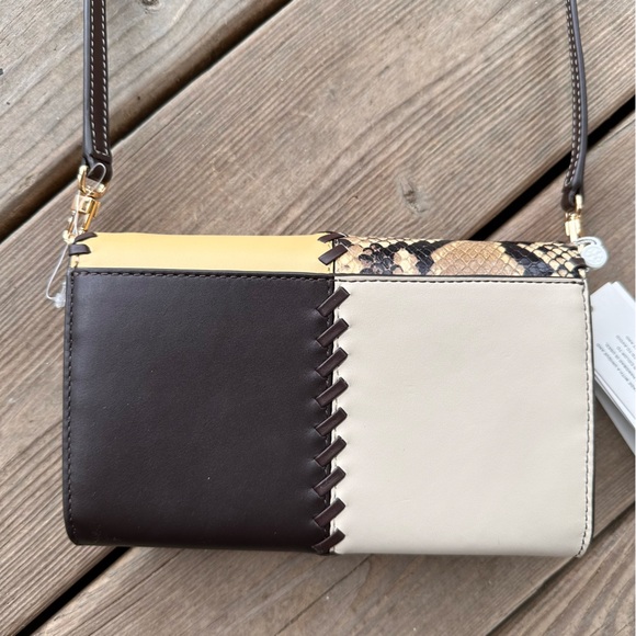Tory Burch | Bags | Tory Burch Thea Patchwork Python Crossbody Color Block Whipstitch Wallet ...
